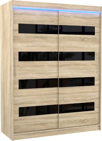 ADRK Furniture Posuvná skříň s lacobelem a LED osvětlením MARTINEZ 150 ADRK-SW-MAR-SBL-150-L