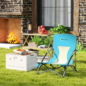 Skládací plážová židle Outsunny, lehká campingová židle 2,2 kg, s prodyšným opěradlem, přenosnou taškou a držákem na pití pro zahradu, piknik, festiva