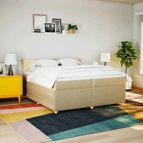Box spring postel s matrací krémová 200x200 cm textil 3289861