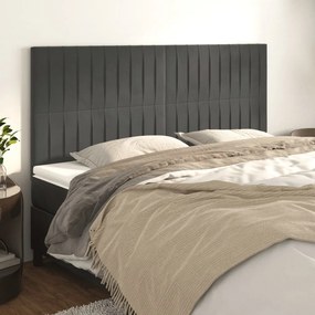 Čelo postele tmavě šedé 160x5x118/128 cm sametové 3116625