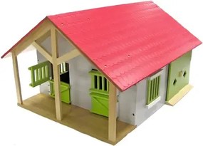 KIDS GLOBE Stáj pro koně s dílnou / 1:24 / Dřevěná stavebnice / od 3 l