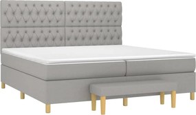 Box spring postel s matrací světle šedá 200 x 200 cm textil 3137421