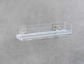 WENKO Nástěnná police 1 patro BEZ VRTÁNÍ VacuumLoc QUADRO průhledná 9x39x15 cm