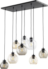 TK Lighting Černý závěsný lustr Cubus pro žárovku 8x E27 TK2834
