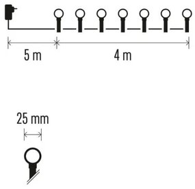 LED Vánoční venkovní řetěz 40xLED/9m IP44 modrá