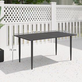 Zahradní stůl 150x90cm, ocelový balkonový stůl odolný proti povětrnostním vlivům, balkonový stůl s otvorem pro slunečník černý