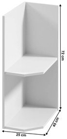 Spodní skříňka se dvěma policemi D25PZ, pravá, bílá, PROVANCE