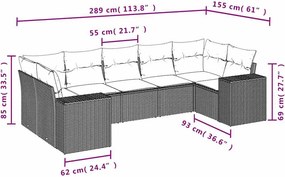 7dílná zahradní sedací souprava s poduškami černá polyratan 3222984