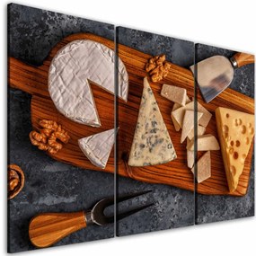 Třídílný obraz sýrové prkénko Velikost (šířka x výška): 120x90 cm