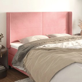 Čelo postele typu ušák růžové 203x16x118/128 cm samet 3119371