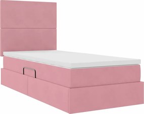 Postel s úložným prostorem a matrací Růžová 90 x 190 cm samet 3371942