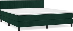 Box spring postel s matrací tmavě zelená 160x200 cm samet 3141434
