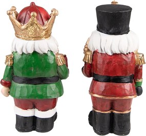 2ks zeleno-červená dekorace Louskáček - 11*8*21 cm