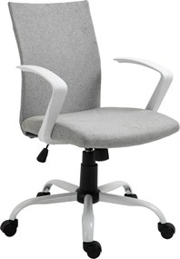 Vinsetto Kancelářská Židle s Nastavitelnou Výškou, Houpací Funkcí, Otáčecí Kancelářská Židle s Nosností 120 Kg, 61 x 99 cm Světle Šedá a Bílá