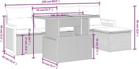 6dílná zahradní sedací souprava s poduškami černá polyratan 3273933
