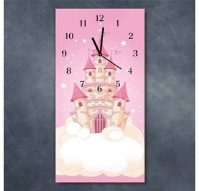Nástěnné hodiny obrazové na skle dětské - Hrad růžový