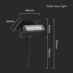 LED Solární svítidlo LED/0,9W/3,7V 3000K IP65 1200 mAh černá