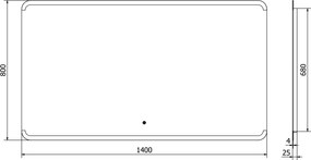 Mexen Nida, LED koupelnové zrcadlo s podsvícením 140x080 cm, 6000K, ochrana proti zamlžování, 9806-140-080-611-00