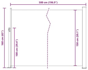 vidaXL Marketos Zatahovací boční markýza / zástěna 160 x 500 cm krémová