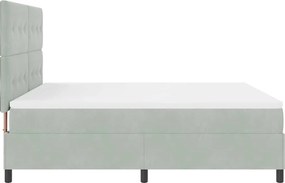 Postel s boxspringem s čelo Světle šedá 180 x 200 cm samet 3339848
