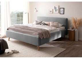 Šedá čalouněná dvoulůžková postel s úložným prostorem s roštem 180x200 cm Mattis – Meise Möbel