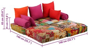 vidaXL Marketos 2místný modulární pouf patchwork textil