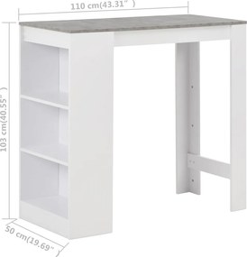 Barový stůl s regálem bílý 110 x 50 x 103 cm 280214