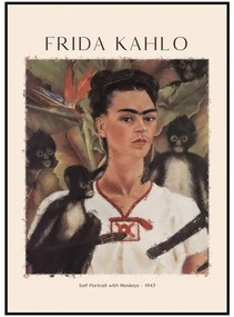 Frida Kahlo - Autoportrét s opicemi 1943 30 x 40 cm
