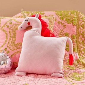 rice Dekorativní polštář Unicorn Pink 50 x 40 cm, růžová barva, textil