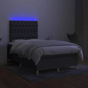 Box spring postel s matrací a LED tmavě šedá 120x190 cm textil 3270268