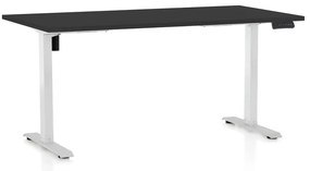 Výškově nastavitelný stůl OfficeTech B, 160 x 80 cm, bílá podnož, černá