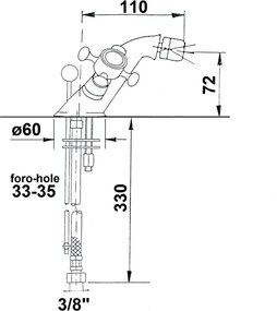 Reitano Rubinetteria, ANTEA stojánková bidetová baterie s výpustí, chrom/zlato, 3182