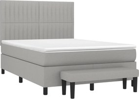 Box spring postel s matrací světle šedá 140 x 190 cm textil 3136749