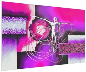 Abstraktní obraz fialových tanečníků (120x80 cm)
