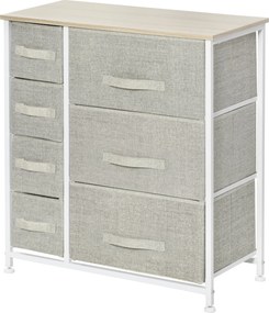 HOMCOM Komoda s 7 Úložnými Kapsami z netkané textilie pro Ložnici, Obývací Pokoj, Chodbu 63,5x30x71 cm Šedá