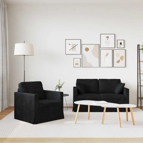 Set pohovek 2 ks Černá samet 3407513