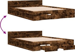 Rám postele se zásuvkami kouřový dub 135 x 190 cm kompozit 3280773