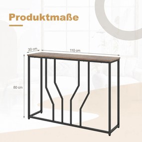 Costway Úzký kovový konzolový stolek s ochranou proti převrácení Rustikálně