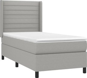 Box spring postel s matrací a LED světle šedá 90x190 cm textil 3138357