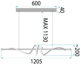 Toolight Závěsné LED osvětlení Modern D24 LHJ023-CP 120 cm černé