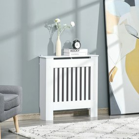 HOMCOM Moderní Kryt Na Radiátor MDF Kabinet pro Obývací Pokoj a Ložnici 78x19x81 cm Bílý