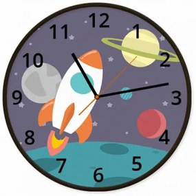 Dětské nástěnné hodiny Vesmírná odysea s tichým chodem a průměrem 32cm