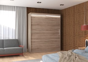 Posuvná skříň s osvětlením LED LINCOLN 180 bílá černá 6 2 ne