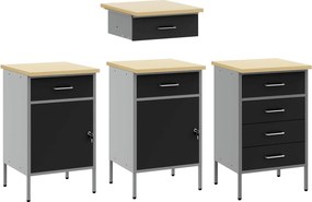 Pracovní skříň se zásuvkou 4 ks Černá Inženýrské dřevo a ocel 3321382
