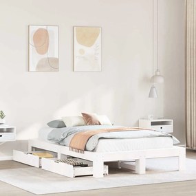 Postel bez matrace bílá 135 x 190 cm masivní borovice 3309015