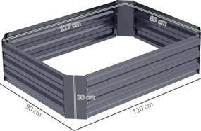 Vyvýšený záhon Outsunny z oceli, studený rám pro pěstování, zahradní květinový box, stohovatelný, pěstební záhon na zeleninu 120x90x30cm pro zahradu …