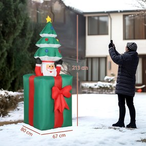Nafukovací vánoční dekorace s LED světly, polyester, pro vnitřní i venkovní použití, červená+zelená barva