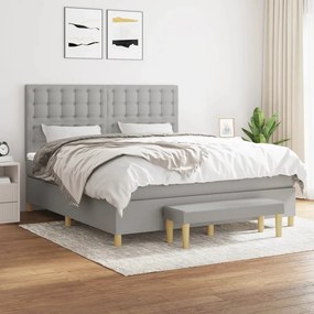 Box spring postel s matrací světle šedá 160 x 200 cm textil 3137485