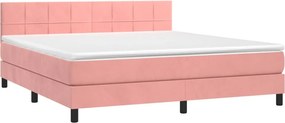 Box spring postel s matrací růžová 160x200 cm samet 3141316