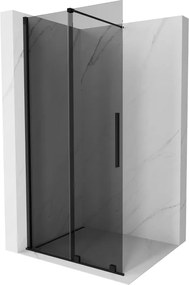 Mexen Velar, sprchová zástěna s posuvnými dveřmi Walk-in 100 x 200 cm, 8mm šedé sklo, černá matná, 871-100-000-43-70